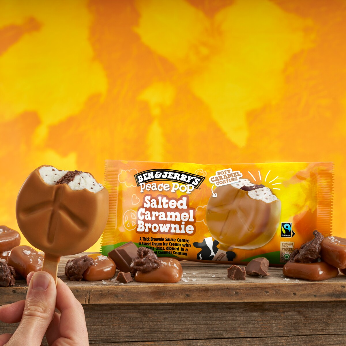 Salted Caramel Brownie Peace Pop Ben And Jerrys